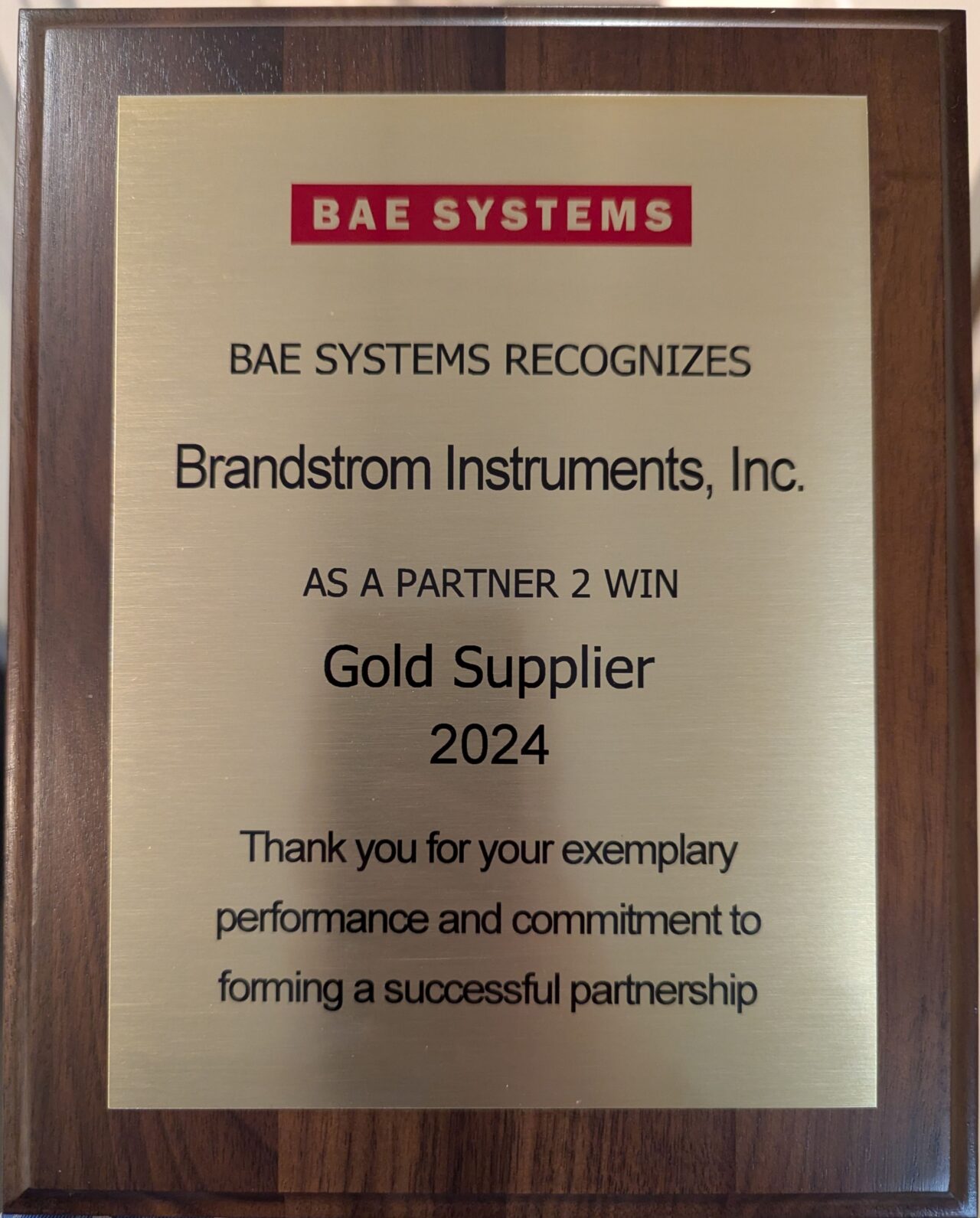BAE Systems honors Brandstrom Instruments Inc. with a ‘Partner 2 Win ...